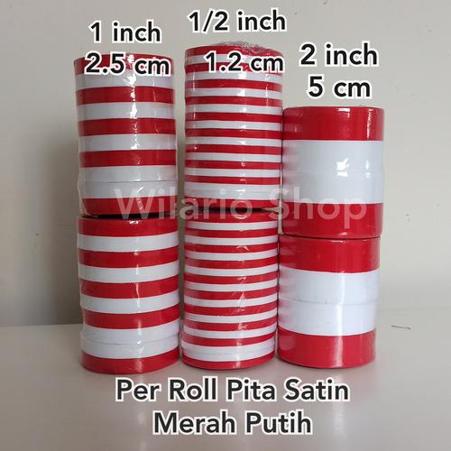 Jual Pita Merah Putih | Pita Satin Merah Putih (PER ROLL) - 1/2' +/- 1 ...