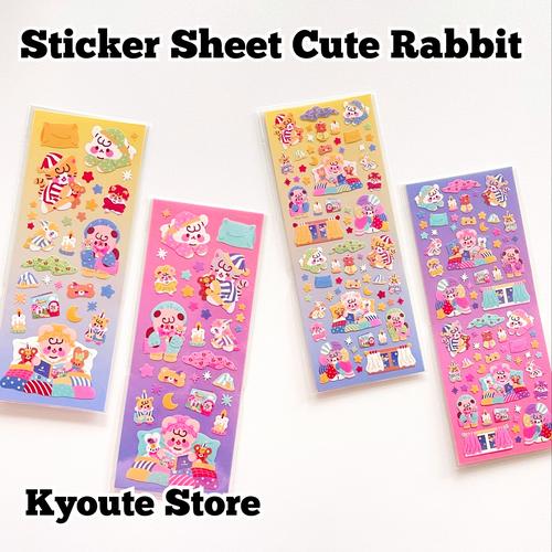 Jual Sticker Sheet PVC Laser Cute Rabbit Chibi Scrapbook Bujo Planner ...
