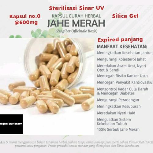 Jual Kapsul herbal jamu bubuk jahe merah red ginger curah isi 100 butir ...