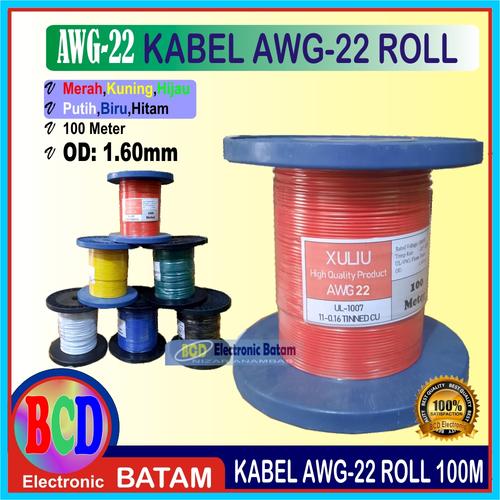 Jual KABEL AWG22 ROLL 100M OD:1.60mm (MERAH-PUTIH-KUNING-BIRU-HIJAU ...