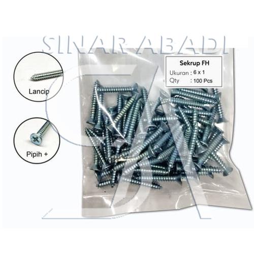 Jual SEKRUP FH 6 x 1 - SKRUP FH 6x1 BAUT TAPPING ISI 100 PCS - Kota ...