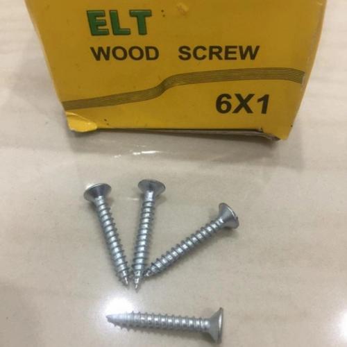 Jual skrup kayu 1x6 sekrup bunga + 2.5cm nikel baut cacing Wood screw ...