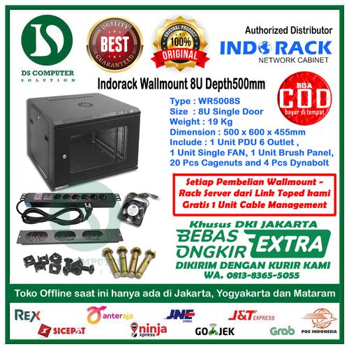 Jual WR5008S Indorack Wallmount 8U Depth 500mm, Single Door - Tanpa PDU ...