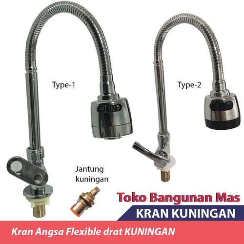 Jual Kran Angsa Flexible STAINLESS drat KUNINGAN tancap SINK/ KERAN ...