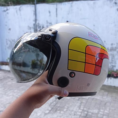 Jual HELM BOGO DEWASA RETRO GL SERIES MOTIF JADUL CREAM WINGS - HELM+KC ...