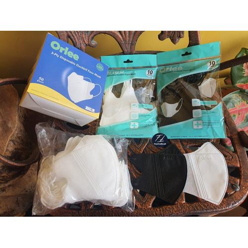 Jual Masker ORLEE Duckbill Hitam Putih Earloop Bukan Sensi Headloop 50 ...