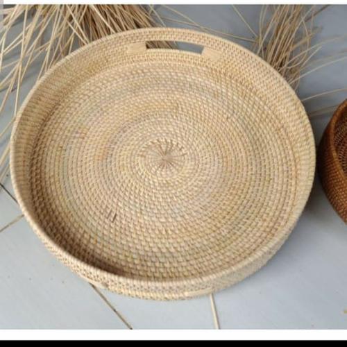 Jual Nampan Rotan Bulat Besar - Baki Rattan Tray Handmade - Natural ...