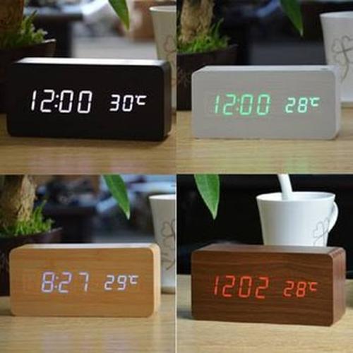 Jual Jam Estetik /Digital Wood Smart Alarm Clock/ Jam Meja Kayu Digital ...