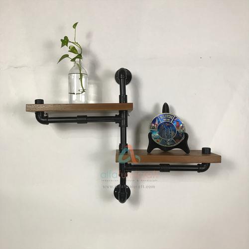 Jual rak dinding kayu, rak dinding industrial, ambalan kayu, rak pipa ...