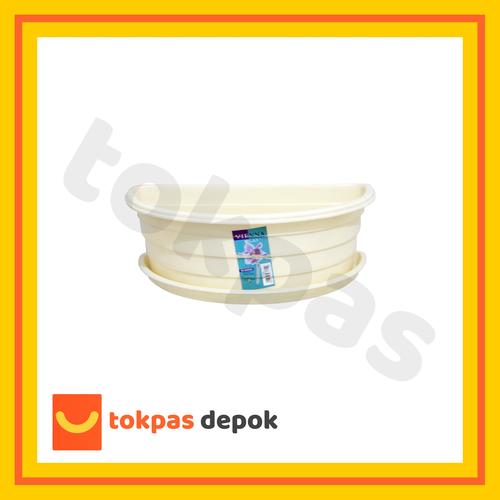 Jual Pot Bunga Setengah Lingkaran Vienna Green Leaf 666 Pot Lantai ...