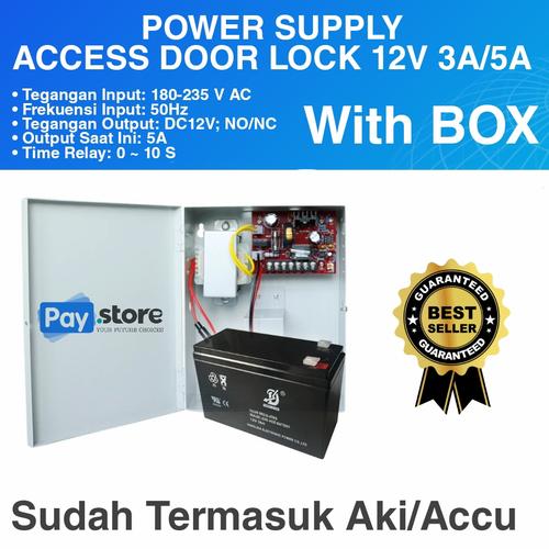 Jual POWER SUPPLY ACCESS CONTROL 12V 5A PLUS BATERAI AKI BOX PSU AKSES ...