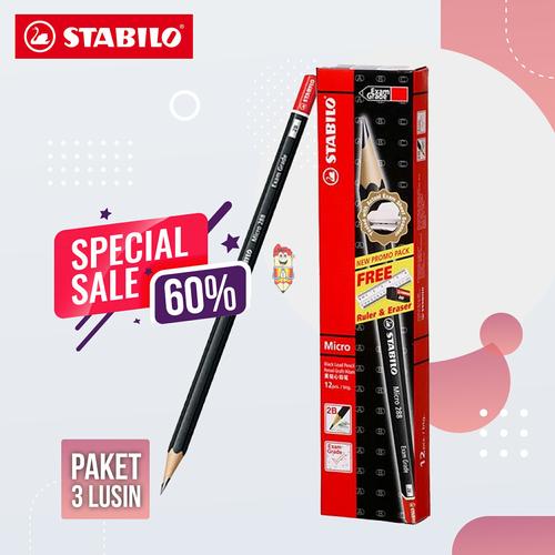 Promo PAKET 3 lusin Pensil 2B Stabilo Exam Grade (288) - Kota Denpasar ...