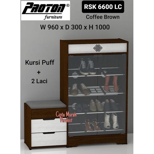 Jual Rak Sepatu RSK 6600 LC Proton Lemari Tempat Sandal Kursi Puff + Laci - White Sonoma - Kota ...