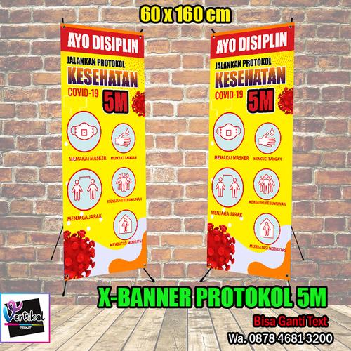 Jual Cetak/print X-Banner 60x160 cm Protokol Kesehatan 5M COVID 19 ...