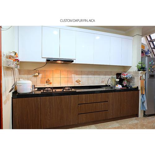 Jual Meja Dapur Custom Plywood HPL AICA White Wood Tampilan Cantik ...