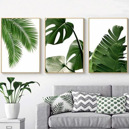 Jual LUKISAN PANEL 3 PCS BERMOTIF DAUN UKURAN 40 X 60 CM - Kab. Bandung ...