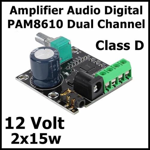 Jual Module Kit Amplifier PAM8610 Class D 2x15W 12V Dengan Potensio ...