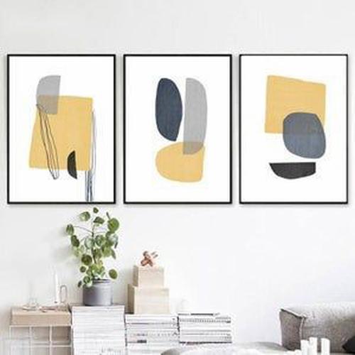 Jual LUKISAN PANEL ABSTRAK SIMPLE DAN MINIMALIS 3 PCS UKURAN 40 X 60 CM ...