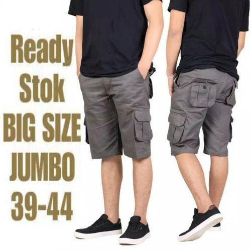 Jual BIGSIZE/JUMBO 27-44 CELANA CARGO PENDEK PRIA BAHAN TEBAL PREMIUM - Abu-abu, 41/42 - Kab ...