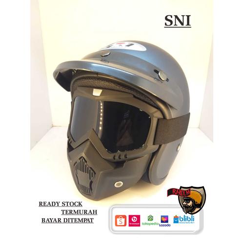 Jual HELM BOGO JPN RETRO ORIGINAL + GOGGLE MASK ( MR. HELM ) - MATTE ...