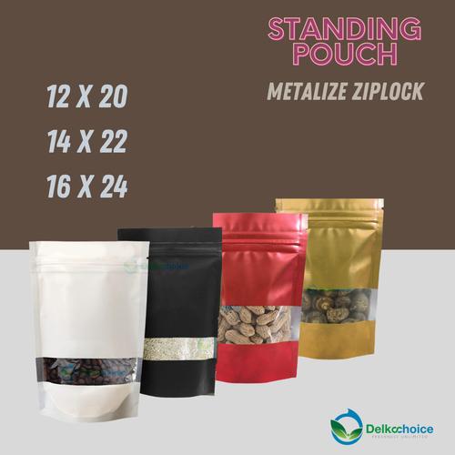 Jual STANDING POUCH | WINDOW ALUMUNIUM BERWARNA - GOLD, 16CM X 24CM ...