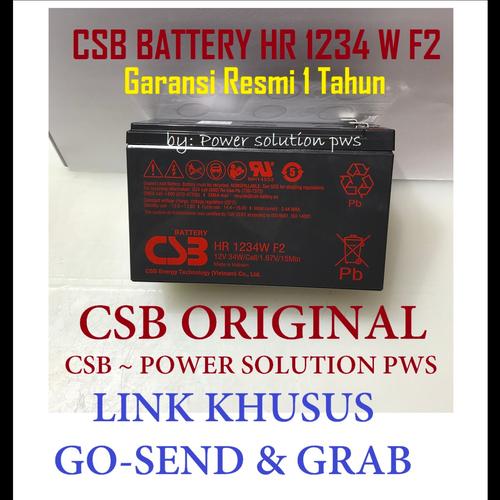 Jual Battery Baterai Aki CSB HR 1234 W F2 12V 34W HR1234W F2 BATT UPS ...
