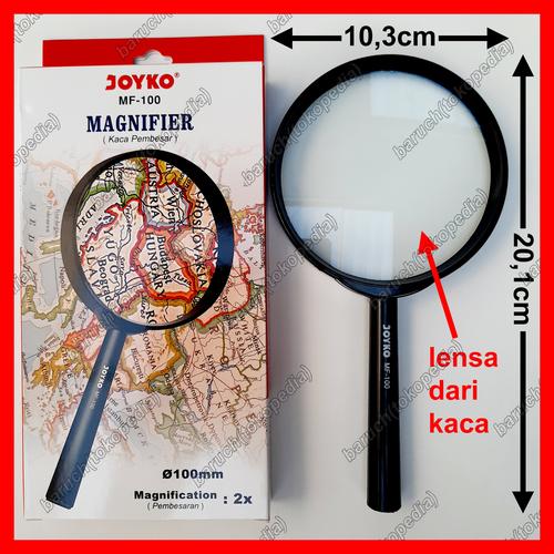 Jual kaca pembesar lup magnifying glass 100mm joy art 10 cm hand lens ...