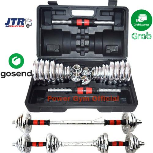 Jual Dumbell Barbel 30kg Chrome Dumbel Box Termurah !!! - Silver Chrome ...