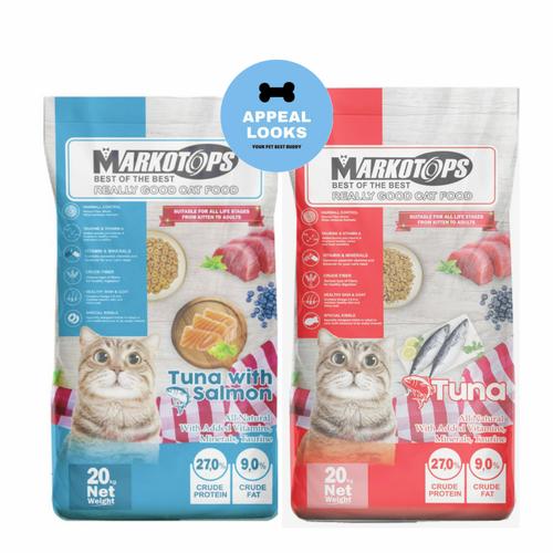 Jual Markotops 20kg Tuna & Tuna Salmon Makanan Pakan Kucing / Dry Cat ...