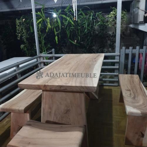 Jual Meja makan bangku kursi kayu trembesi meh suar solid murah ...
