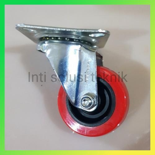 Jual roda caster pu ranger 2 inch merah ( hidup / swivel ) - Jakarta ...