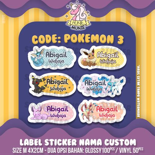 Jual Sticker Label Nama Custom - Pokemon #3 (100pcs+) - Glossy - Kab ...