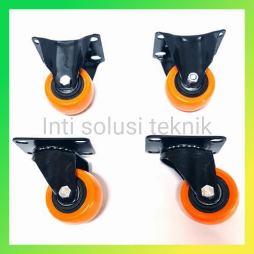 Jual roda pu 2 inch medium duty 1set / 4pcs ( 2hidup 2mati ) double ...