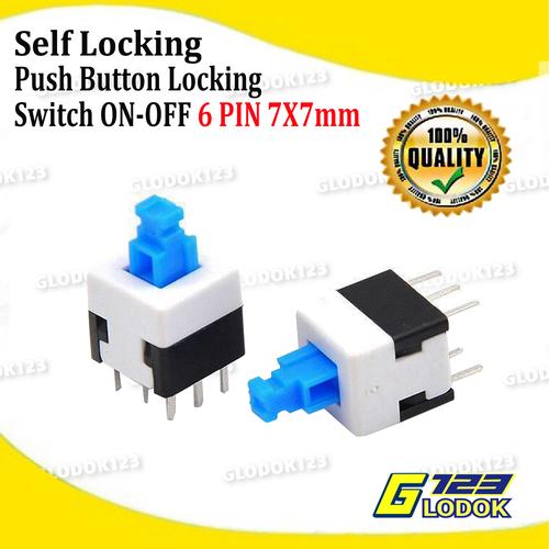 Jual Switch Push Button On Off Self Lock Saklar Tekan 6 Pin Kaki 7 x 7 ...