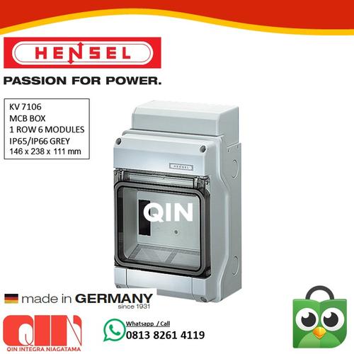 Jual MCB BOX HENSEL POLYSTYRENE 1 ROW 6 MODULES IP65 KV 7106 GREY ...