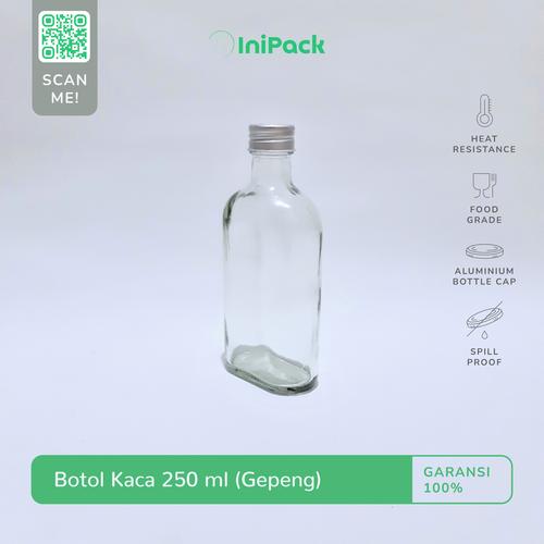 Jual Botol Kaca Gepeng 250 ML / Botol Kaca Oval 250ML 100% BARU ...