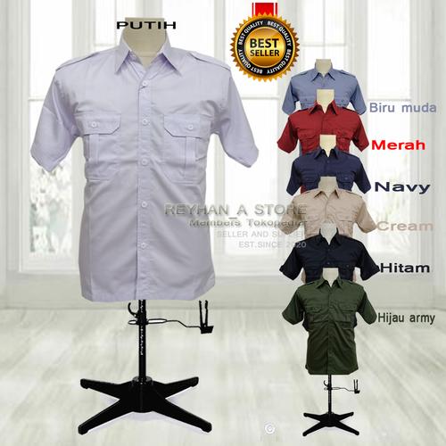 Jual Kemeja PDH PDL PNS Putih Hitam Pria Lengan Pendek Kerja Kantor ...