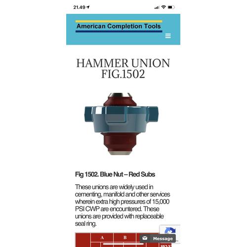 Jual Hammer Union 2" Fig 1502 Welded merek American Completion Tools ...