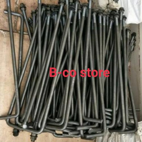 Jual ANGKUR L BESI BETON HITAM M22 X 30CM/ANCHOR BOLT 22 X 30CM(2mur ...