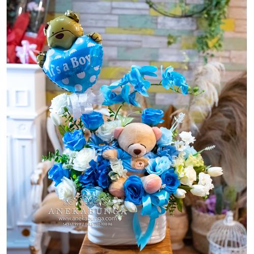 Jual Bunga Balon Kelahiran Bayi Baby Boy New Born Balloon Flower Gift ...