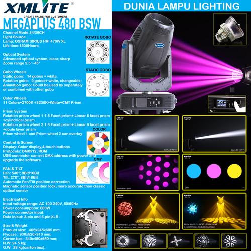 Jual MOVING HEAD BEAM SPOT WASH BSW 480 XMLITE MEGAPLUS 480 LAMPU ...