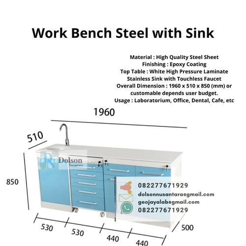 Jual Steel Laboratorium Workbench Meja Kerja Sensor Faucet Stainless ...