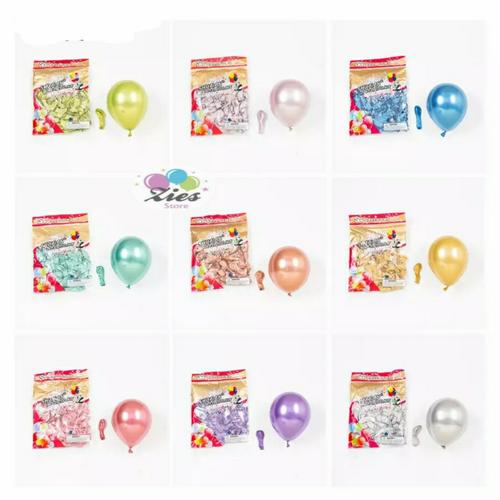 Jual balon latex chrome / balon metalik chrome 5inch per pack isi 100 ...