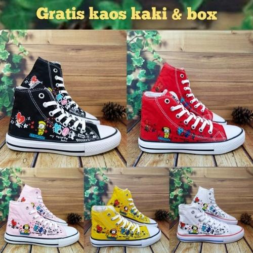 Jual SEPATU BTS CONVERSE BT21 MODEL TINGGI - SEPATU ANAK CONVERSE BTS ...