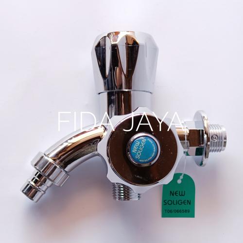Jual kran double soligen/kran shower 1/2"/kran cabang plastik putar ...