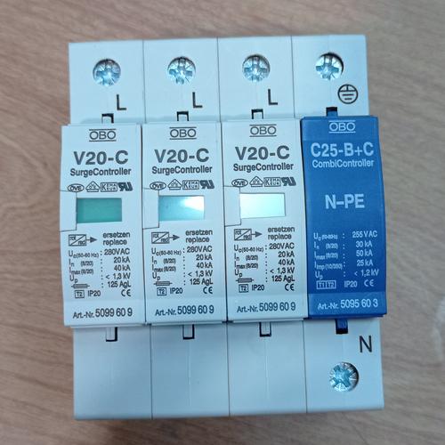 Jual surge arester arrester obo V20-C 3p 3phase NPE n-pe v20 40ka ...