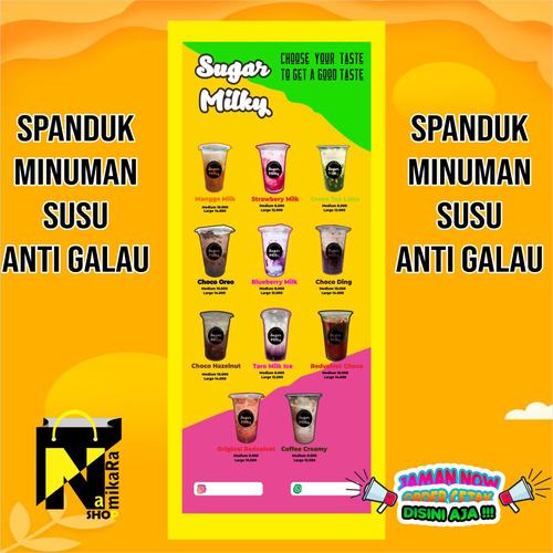 Jual SPANDUK BANNER BACKDROP MINUMAN SUSU FRESH MILK UKURAN 1,6X0,6M ...