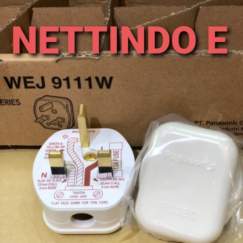 Jual Steker AC Kaki 3 Panasonic 13A 250V~ WEJ9111W 13A Fused Inside ...