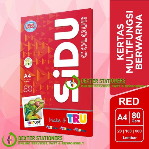 Jual SIDU KERTAS HVS MERAH A4 80 GRAM | KERTAS A4 80GR SIDU IT 250 RED ...