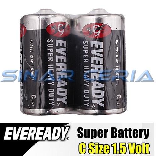 Jual Baterai Eveready Super Heavy Duty Hitam Sedang Size C 1 Set Isi 2 ...